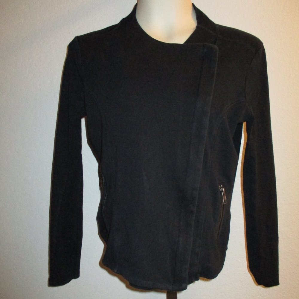 Caslon Black Assymetrical Concealed Zipper Jacket - Gem